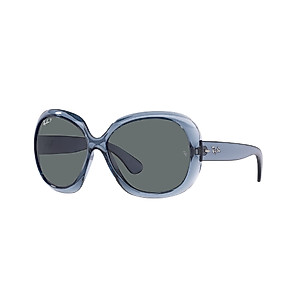 Ray-Ban Women's RB4098 Jackie Ohh II Butterfly Sunglasses, Transparent Blue/Dark Grey Polarized, 60 mm