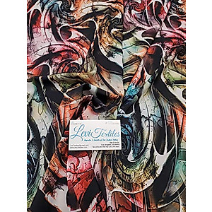 Levi Textiles, INC. Stretch Imitation Silk Chiffon Spandex Digital Print - 4 Way Stretch - 90/10 Stretch- 58/60" - Sold BTY (Ghost Waves)