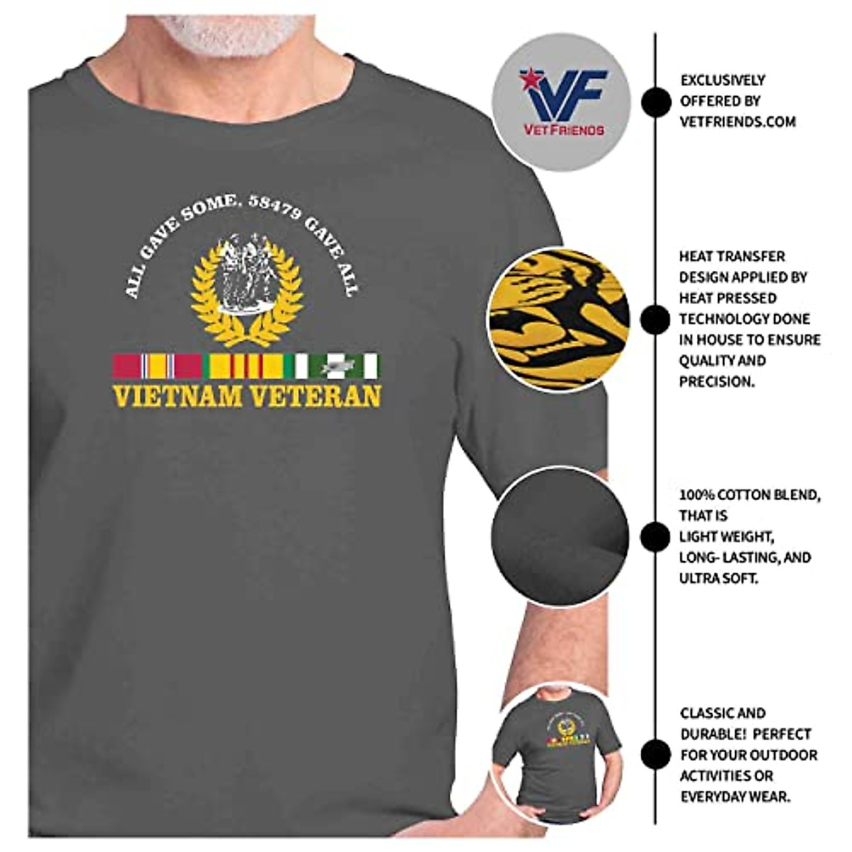Vietnam Veteran All Gave Some, 58,479 Gave All T-Shirt (Black, Medium)