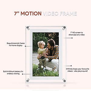 Amaboo 7 Inch Acrylic Digital Picture Frame, Motion Video Frame with Latest Transparent Design, Digital Photo Frame with Built-in 1GB Memory and 1500 mAh Battery