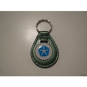 NEWPORT NEW YORKER 300 LEBARON LHS LASER WHITE LOGO LEATHER KEYCHAIN - TEAL