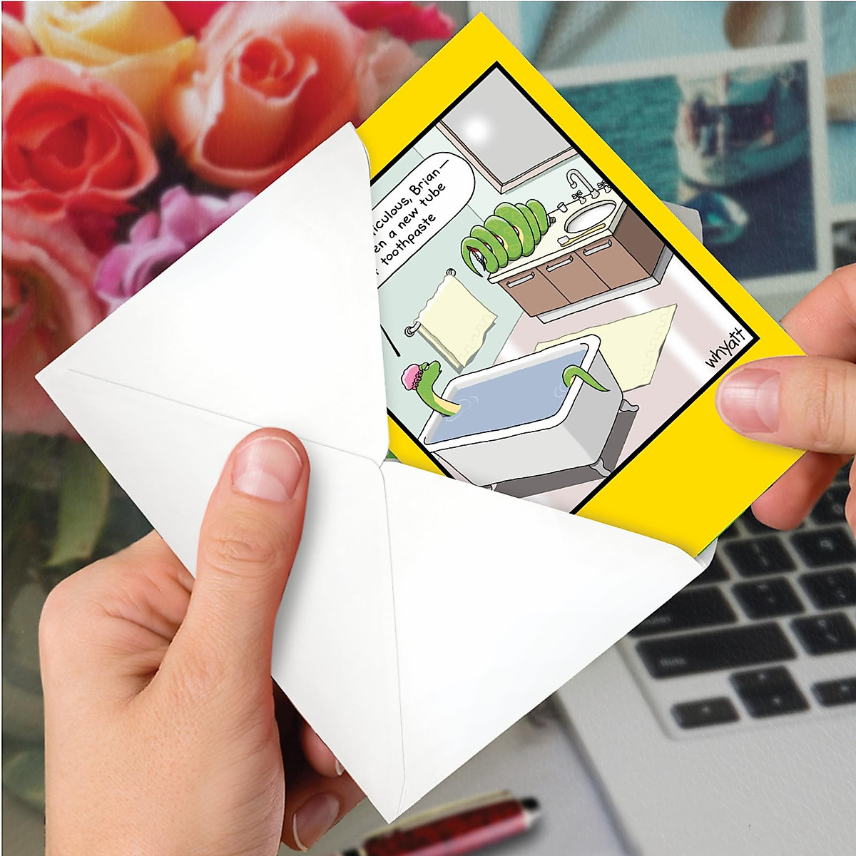 NobleWorks - 1 Hilarious Cartoon Birthday Card with Envelope - Funny Cartoons, Bday Congrats Greeting - Big Squeeze C3346BDG