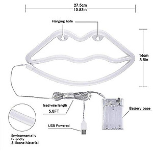 Lip Shaped Neon Signs by woohaha Led Neon Light Art Decorative Lights Wall Decor for Christmas Children Baby Room Wedding Party Decoration (Blue)