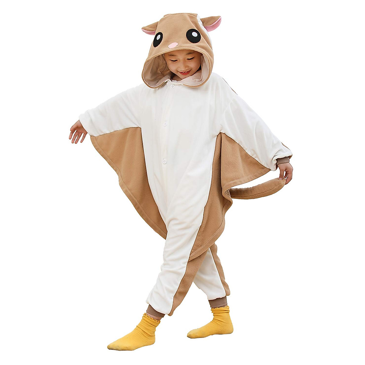 Unimyst Unisex Kids Flying Squirrel Onesie Pajamas, Polar fleece Role Playing Animal One Piece Halloween Costume Pajamas Home Clothing