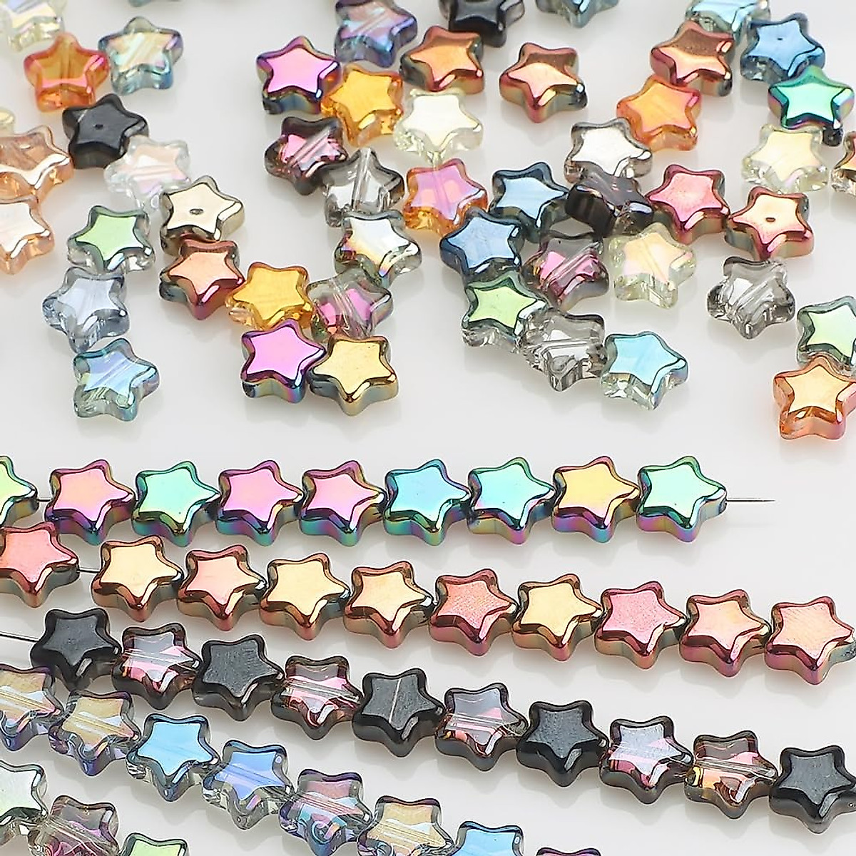 200Pcs Star Beads Star Spacer Beads Star Shape Beads Star Pony Beads Beads Star for Jewelry Bracelet Necklace Making, 8mm