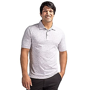 Cutter & Buck Men's Drytec Cotton+ Jersey 35+ UPF Advantage Space Dye Polo Shirt, Elemental Grey, 2X Big