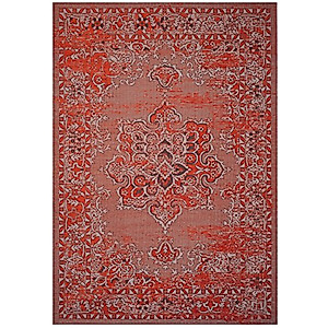 SAFAVIEH Palazzo Collection Area Rug - 8' x 11', Orange & Light Grey, Boho Medallion Design, Non-Shedding & Easy Care, Ideal for High Traffic Areas in Living Room, Bedroom (PAL124-7941)