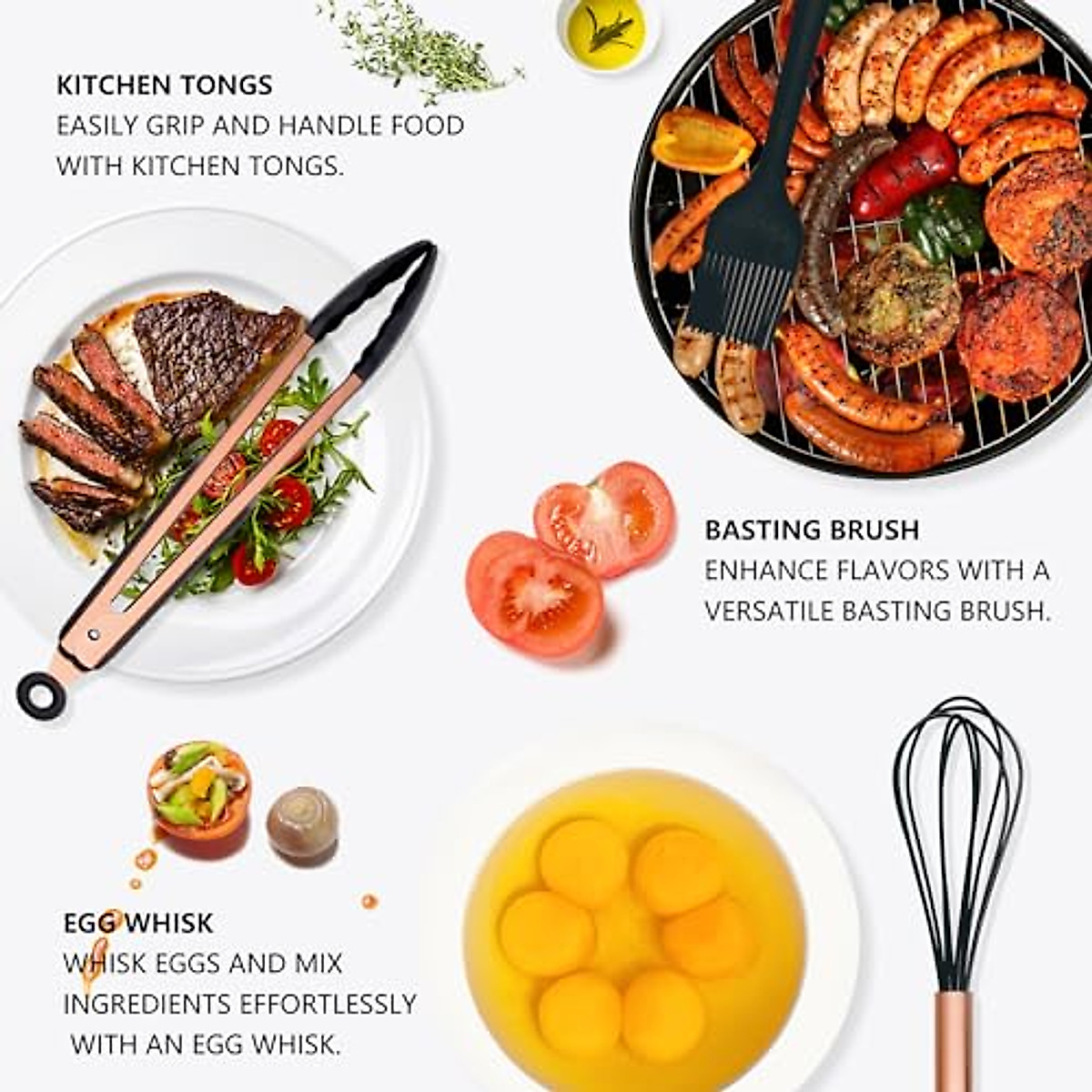 BBN Silicone Cooking Utensils Set, 17Pcs Silicone Kitchen Utensils Set, Non-Stick Silicone Utensils for Cooking, Heat Resistant Cooking Utensil Sets, Rose Gold Kitchen Accessories