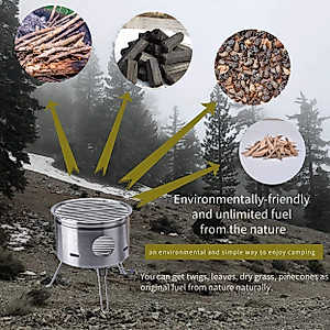 ARC USA BQ2026, Easy Carry Stainless Steel Camping Stove Backing Stove Portable Wood Burning Stoves for Picnic BBQ Camp Hiking with Grid