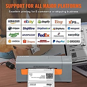 VEVOR Bluetooth Thermal Label Printer, Wireless Shipping Label Printer w/Automatic Label Recognition, Support Windows/MacOS/Linux/Chromebook/Android/iOS, Compatible with USPS, Amazon, Ebay, Etsy, etc