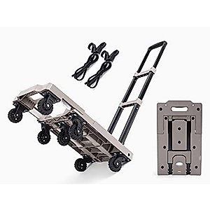 Hand Truck, COREFLEX Folding Hand Truck Foldable with 7 Wheels 500lbs Heavy Duty Hand Truck Dolly Adjustable Handle for Luggage, Travel, Moving, Shopping, Personal and Office