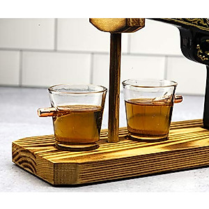 Hand Painted Pistol Whiskey & Wine Decanter by The Wine Savant - Pistol Whiskey Gun Decanter & 2 Bullet Shot Glasses - Military Gifts, Veteran Gifts, Law Enforcement Gifts, Home Bar Gifts, Drinking