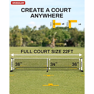VINSGUIR Pickleball Net Set, Portable Pickleball Net with 4 Pickleball Paddles, 8 Pickleballs, 1 Carry Bag, 22 FT Regulation Size Pickleball Net Set for Beginners, Outdoor Indoor Driveway Home