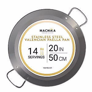 Machika Stainless Steel Pan | Stainless Steel Cookware | Induction Frying Pan for Paella and Rice Recipes | Ideal for Home Cooks, Restaurants & Catering | 14 Servings | 20 inches |