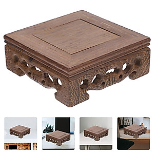 Zerodeko Wood Plant Riser Stand Flower Pedestal Holder Farmhouse Display Riser Bonsai Square Pedestal Rack