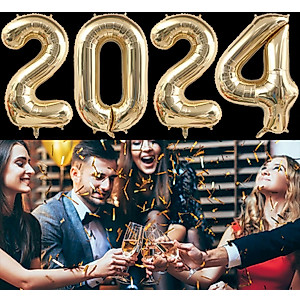 2024 Balloons Huge Light Gold 40 Inch 20-24-22-40 Large Champagne Gold Helium Mylar Foil Number Balloon Anniversary Festival Birthday Halloween Party Supplies Big Class of 2024 Graduation Decoration