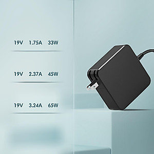 65W 45W 33W Laptop Charger for Asus, with 5 Different Round Connectors for Asus VivoBook ZenBook Chromebook and More Notebook Replacement Power Supply Adapter