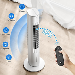 3-IN-1 Windowless Portable Air Conditioners, 35’’ Evaporative Air Cooler w/Remote, 7H Smart Timer & 70° Oscillating, 1.2L Water Tank With 3 Ice Packs, Cooling Tower Fan For Bedroom Living Room Office