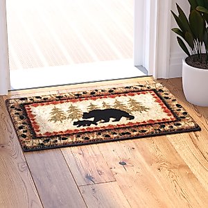 Masada Masada Rugs 2'x3' Cabin/Lodge Theme Area Rug with Bear and Cub Scene