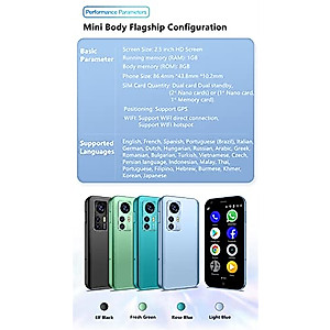Mini Smartphone Unlocked 1GB RAM 8GB ROM Small Cell Phones, 2.5'' Touch Screen Quad Core Android Tiny Phone/3G/WiFi/Dual SIM/HD Camera/Google Play Mobile Phone (Blue)