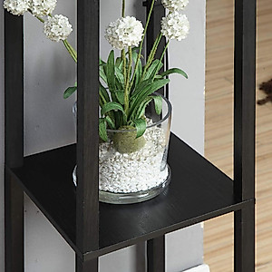 Floor Lamp with Shelves -Shelf Floor Lamp with 2 USB Charging Ports & Electric Outlet - Tall & Narrow Tower Nightstand for Living Room & Bedroom - Modern, Asian End Table with Light Attached