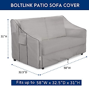 BOLTLINK Outdoor Patio Furniture Covers Waterproof,Durable Loveseat Sofa Cover Fits up to 58W x 32.5D x 31H inches Grey