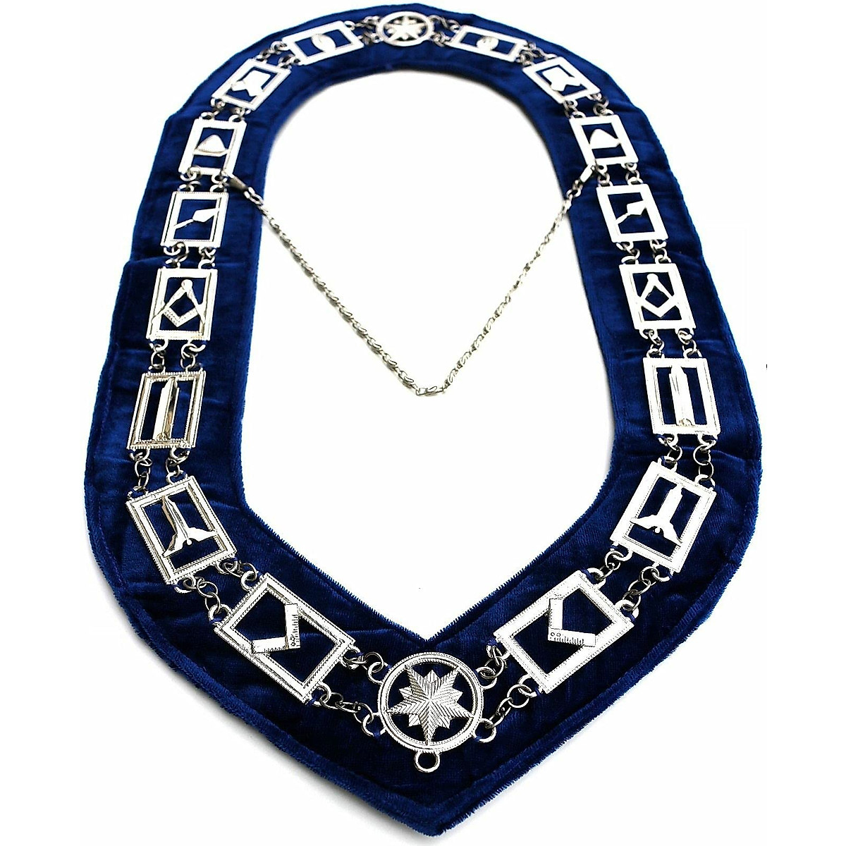 14Stars Masonic Regalia Past Master Mason Blue Lodge Apron Square Chain Collar and Compass Gloves with Lightweight Masonic Regalia Soft CaseApron Holder Set, White and Blue, One Size