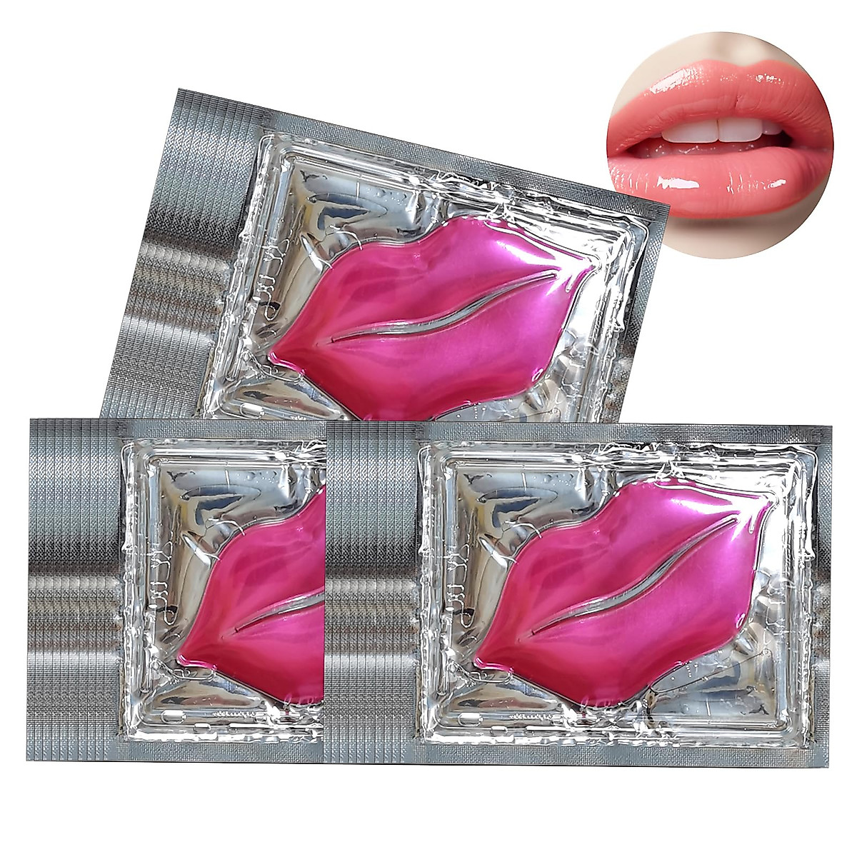 Jakuva 30PCS Moisturizing Collagen Lip Mask, Lip Sleeping Mask Lip Balm Bulk Lip Masks for Dry Lips,Remove Chapped Skin & Anti-Aging, Hydrating Plumping Your Lip,Pink