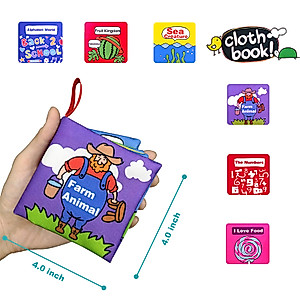 Soft Cloth Books for Baby, Toddler and Infant - Let's Learn Together, Educational Toy for Boy & Girl, Shower Gift for Baby, Pack of 6