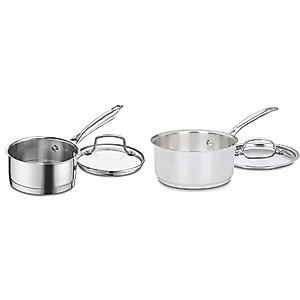 Cuisinart 8919-14 Professional Series 1-Quart Saucepan with Cover, Stainless Steel & 719-16 1.5-Quart Chef's-Classic-Stainless-Cookware-Collection, Saucepan w/Cover