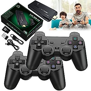 Nostalgia Stick Game,Wireless Retro Game Console, Dual 2.4G Wireless Controllers Gamepad 4K Game Stick,Plug and Play Video Game Consoles with bulit in 13000 +Games,Handheld Game Stick for Kids Adults