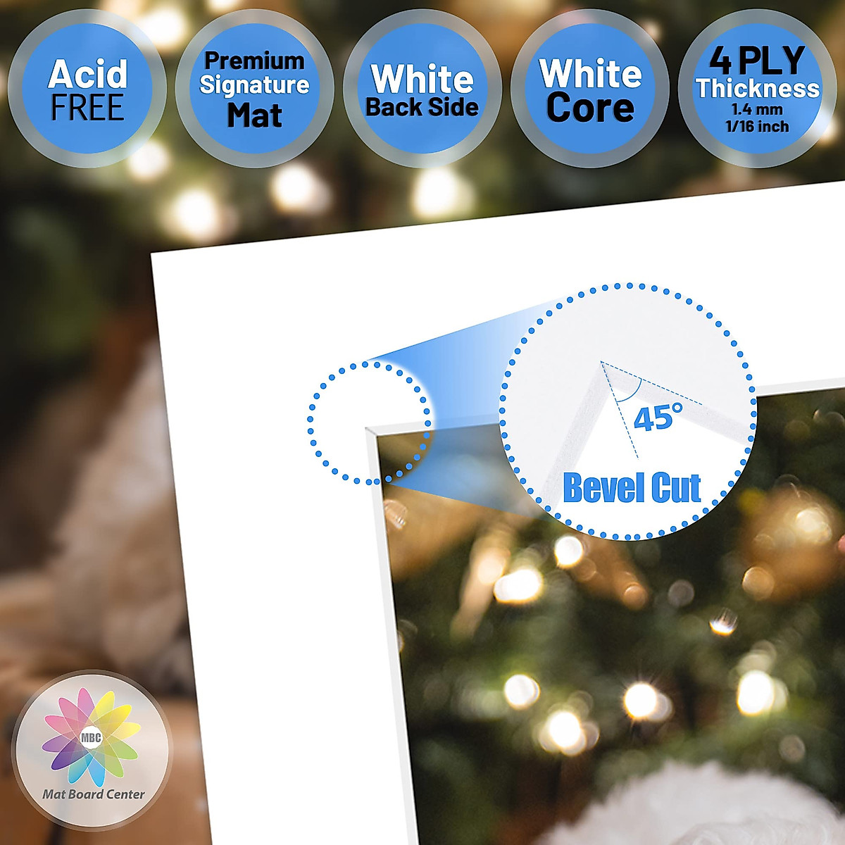Mat Board Center, 40 Pack White 5x7/8x10/11x14 Picture Mats with White Core Bevel Cut