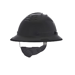 MSA 10215835 V-Gard C1 Vented Black Full Brim Hard Hat with ReflectIR Cooling Thermal Barrier and Fas-Trac III Suspension - Uses Highly Innovative Cooling Features to Help Alleviate Heat Stress