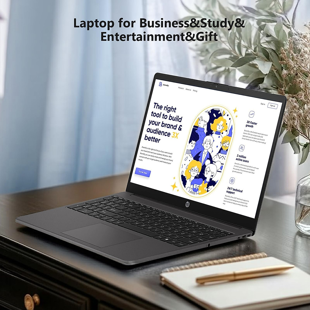 HP 15.6" FHD Business Laptop 2025 Lastest with AMD Ryzen 7 7730U, 64GB RAM |2TB SSD，Numeric Keypad, Webcam, Permanent Window 11 Pro&MS Office Pro 2024,WiFi 6& Bluetooth 5.3