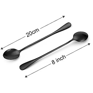 KYA23 Golden Titanium Knife Set with Acrylic Stand + KYA59 Titanium Coated Stainless Steel Long Handle Spoons