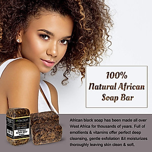 It's Pure Natural African Black Soap Bars Original (Pack of 3) Organic Raw Soap for Face & Body, Acne Treatment & Dark Spot Remover [Made in Ghana]