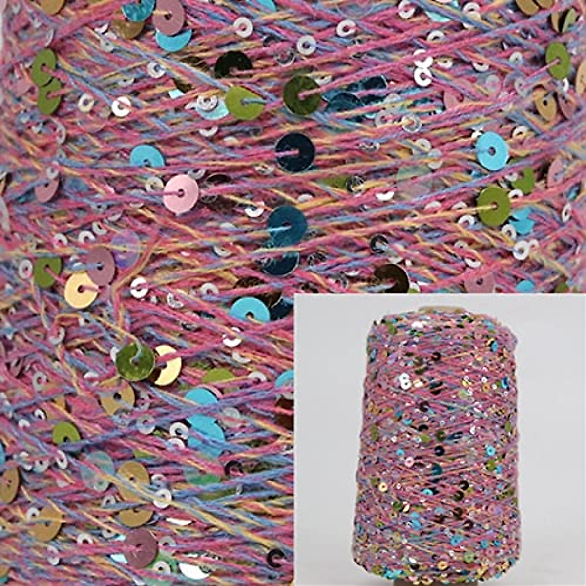 SYLALE 50G Acrylic Handmade Knitting Yarn Cotton Wool Crochet Yarn 3mm + 6mm Sequin Thread DIY Yarn for Crocheting (Color : Blue)