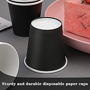 Iuuidu 3 oz Paper Cups, Black Mouthwash Cups 50 Count Disposable Bathroom Cups 3 oz, Disposable Espresso Cups Small Paper Cups for Party,Picnic,Travel,Espresso and Snack