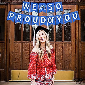 We Are So Proud of You Banner - Felt, NO DIY, Large 10 Feet | Blue and White Graduation Decorations 2023 | Graduation Banner for Class of 2023 Decorations | Nurse Graduation Party Decorations 2023