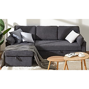 Merluxy Sofa Bed Sleeper Sofa with Storage Chaise 2 in 1 Pull Out Couch Bed for Living Room Sectional Couch with Pull Out Bed Gray
