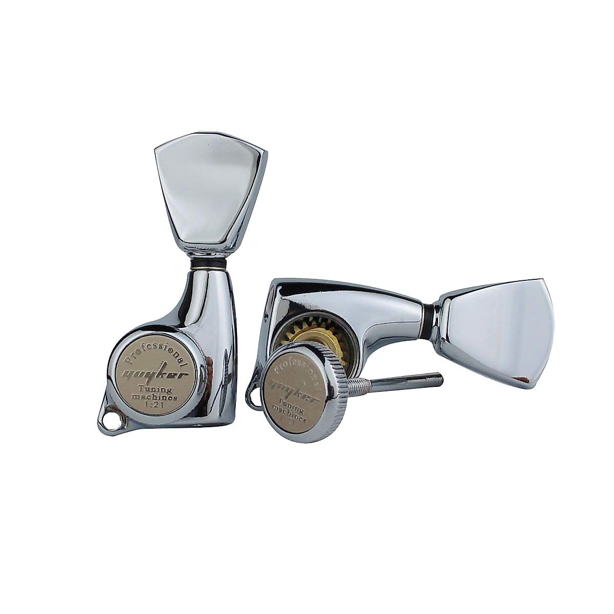 Guyker 6Pcs Guitar Locking Tuners (3L + 3R Handed) – 1:21 Lock String Sealed Tuning Key Pegs Machine Heads with Keystone Knob Replacement for LP, SG, TL Style Electric or Acoustic Guitars – Chrome