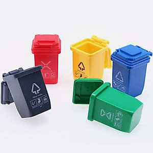 NUOBESTY Miniatures 5 Pcs Mini Curbside Garbage Trash Bin Pen Holder Creative Recycle Can Pencil Cup Desktop Organizer for Home Office Mini Garbage Cans Miniature Trash can