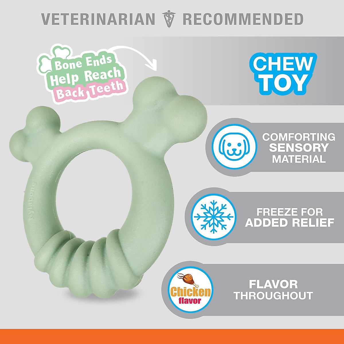 Nylabone Sensory Material Puppy Chew Toy Ring, Toys for Teething Puppies, Chicken Flavor, Small - Up to 25 lbs, 1 Count