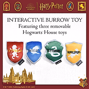Harry Potter House Sorting Hat Burrow Pet Toy | Dog Toy Sorting Hat with House Plush Removable Parts | Sorting Hat Burrow Toy for Dogs | Crinkle Dog Toy, Dog Chew Toys