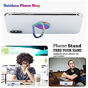 lenoup Rainbow Sparkle Cell Phone Ring Stand Holder,Glitter Bling Bling Rainbow Ring Grip Kickstand,360 Rotation Finger Ring for Almost All Phones,Pad