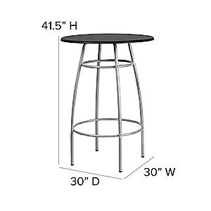 Flash Furniture Daria Bar Height Table Set with Padded Stools Black