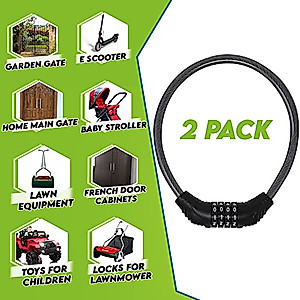 Urban August Fridge Lock: Multi-Functional Cable Combination Lock, for French-Door Refrigerators and Cabinets. Great Fridge Lock for Children or Adults (Two)