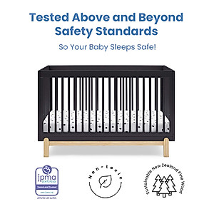 Delta Children Poppy 4-in-1 Convertible Crib, Greenguard Gold Certified, Midnight Grey/Natural