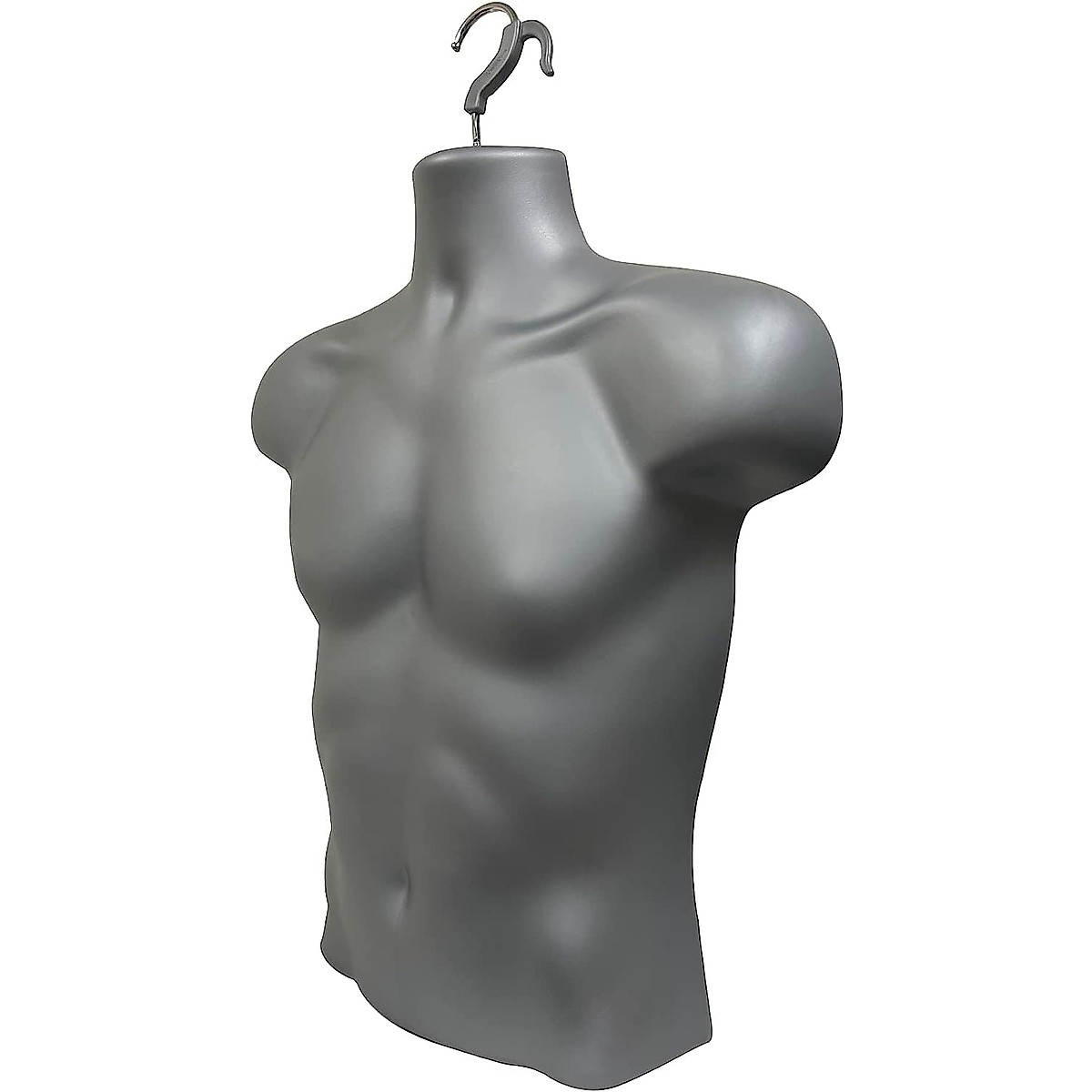 DisplayTown Gray Male + Gray Female Mannequin Injection Forms Half Rounded Waist Body Torso Dress Form with Only Hanging Hook, S-M Sizes