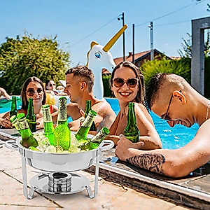 ROVSUN 5 Qt 2 Pack Chafing Dish Buffet Set,Stainless Steel Round Chafers for Catering, Buffet Servers and Warmers Set with Lid Holder & Drip Tray for Wedding Party Banquet Graduation